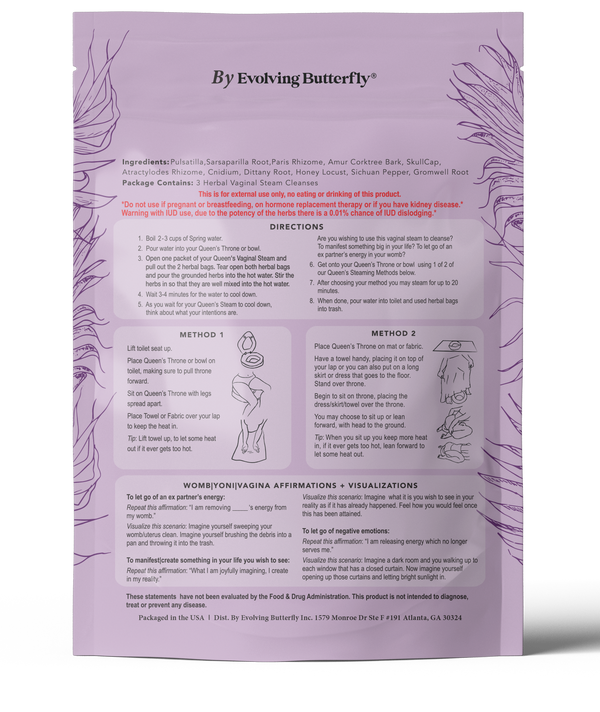Queen's Yoni Steam+ Yoni Steaming Gown Combo - Evolving ButterFly